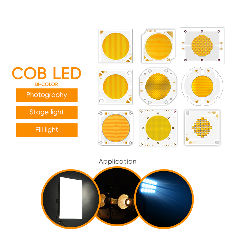 High Power Bi Color COB LED Chip 100W 200W 300W 400W 2700K 6500K Ra95 ...